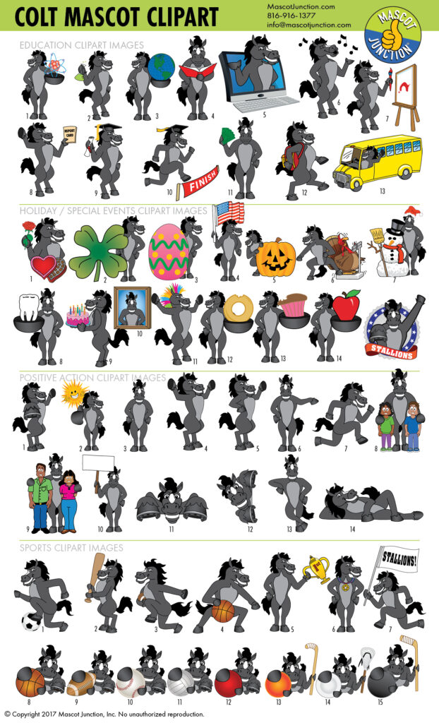 Colt Mascot Clipart Set | PBIS Posters